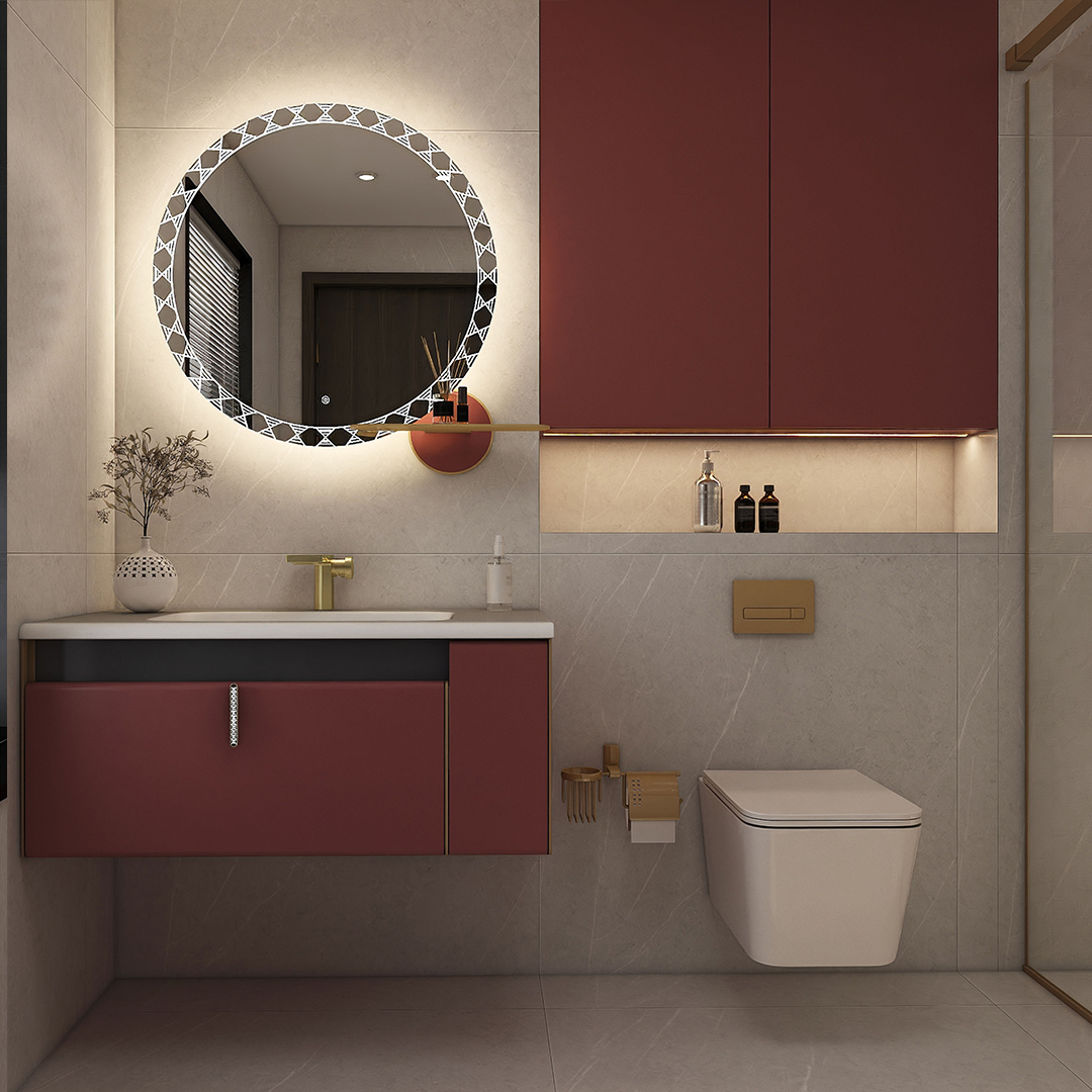 Wholesale Rosso Jaipur Red Color With Led Mirror And Integrated Ceramic...